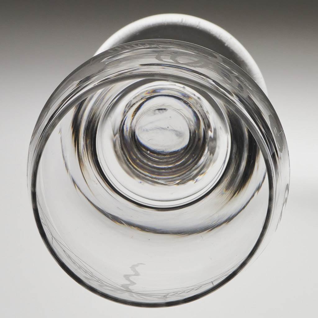 Engraved Incurved Bucket Bowl Irish Glass Rummer c1820