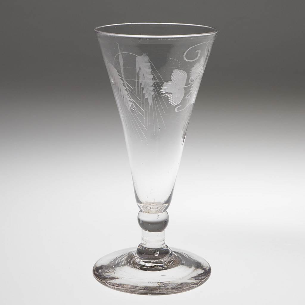 18th Century Georgian Engraved Dwarf Ale Glass c1780