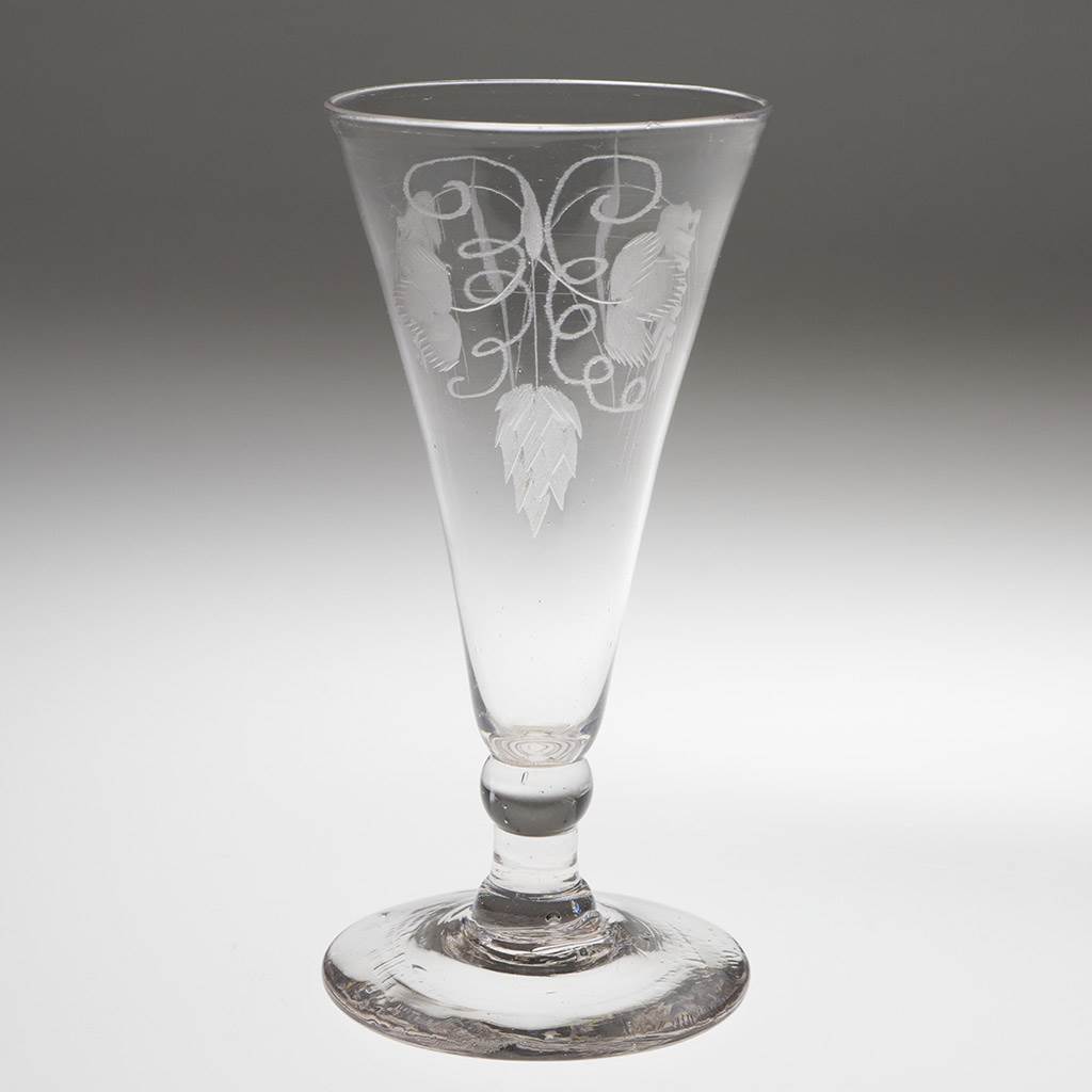 18th Century Georgian Engraved Dwarf Ale Glass c1780