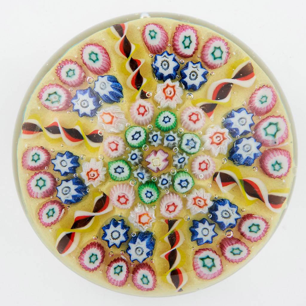 Vasart Six Spoke Radial Concentric Paperweight c1950
