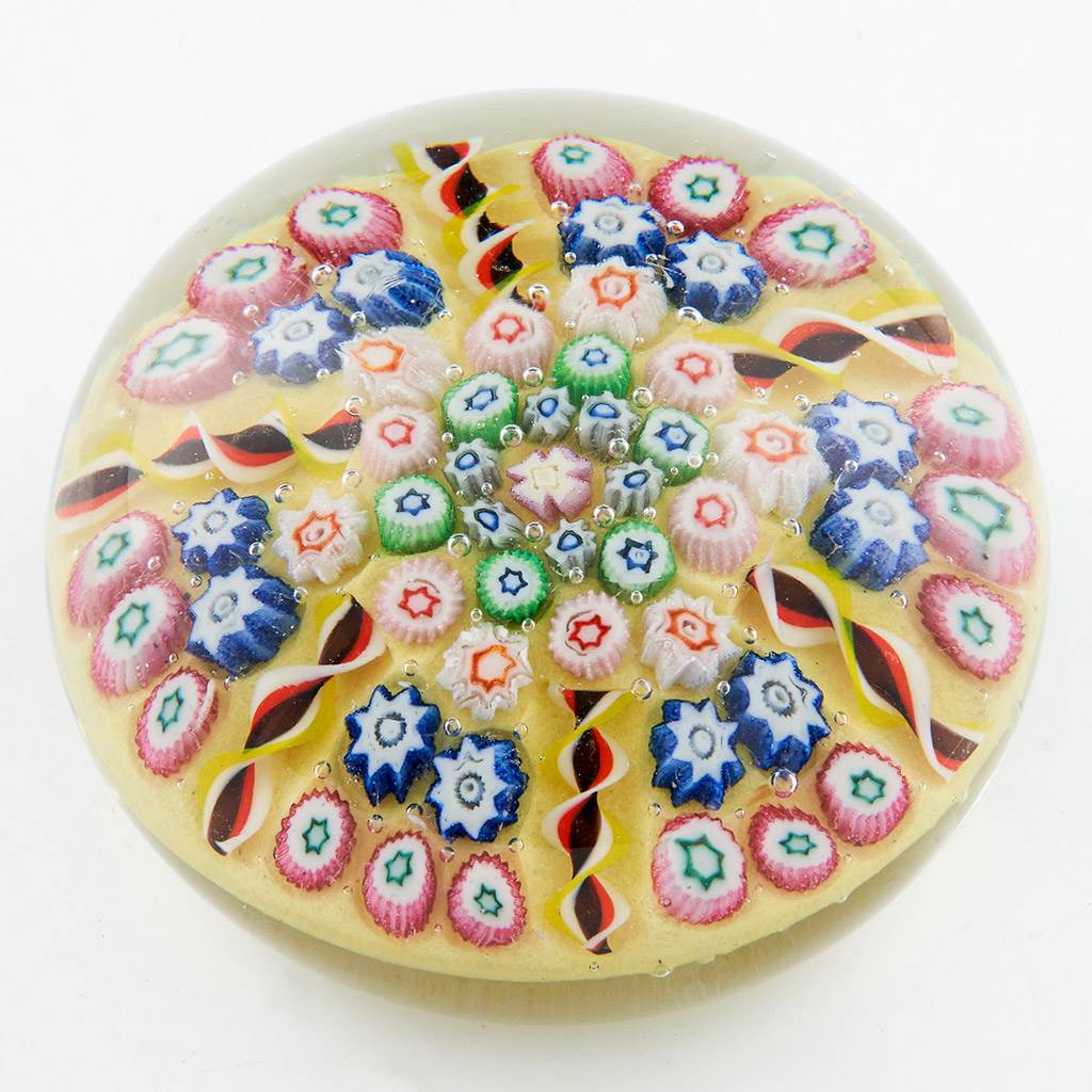 Vasart Six Spoke Radial Concentric Paperweight c1950
