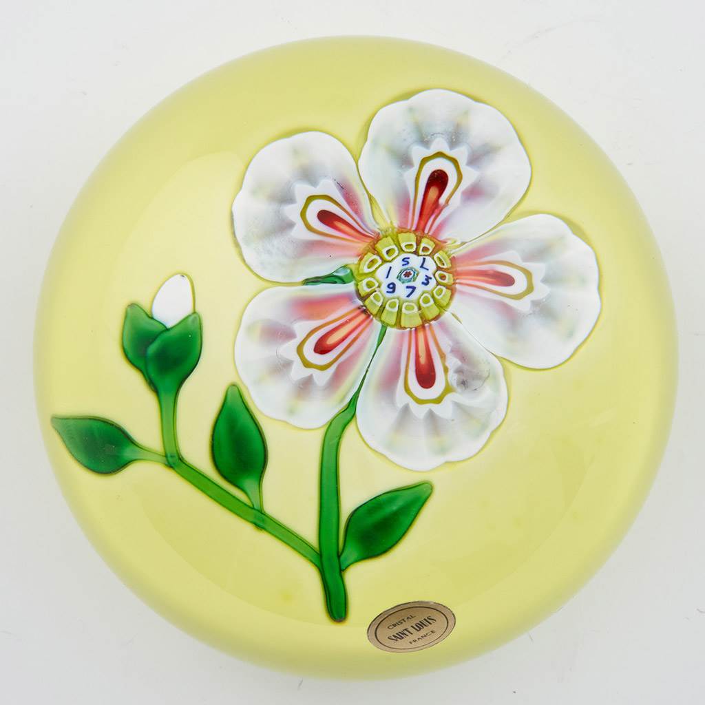 St Louis Lampwork Flower And Bud Paperweight 1973
