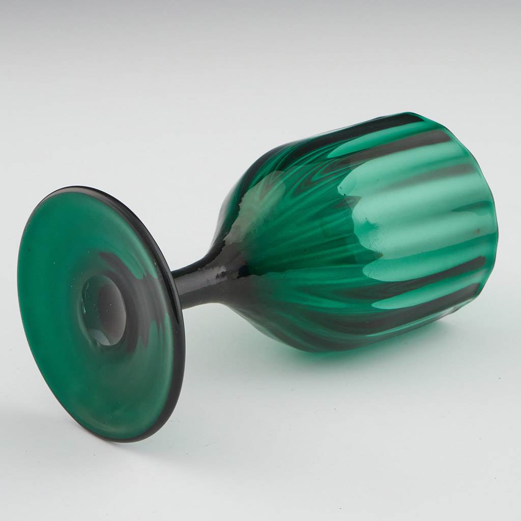 Pair of Rib Moulded Green Regency Glasses c1820