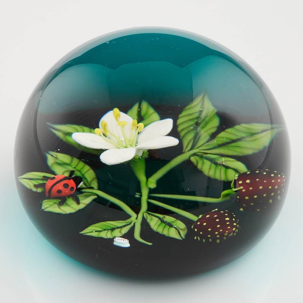 William Manson Paperweight Depicting Strawberries 1992