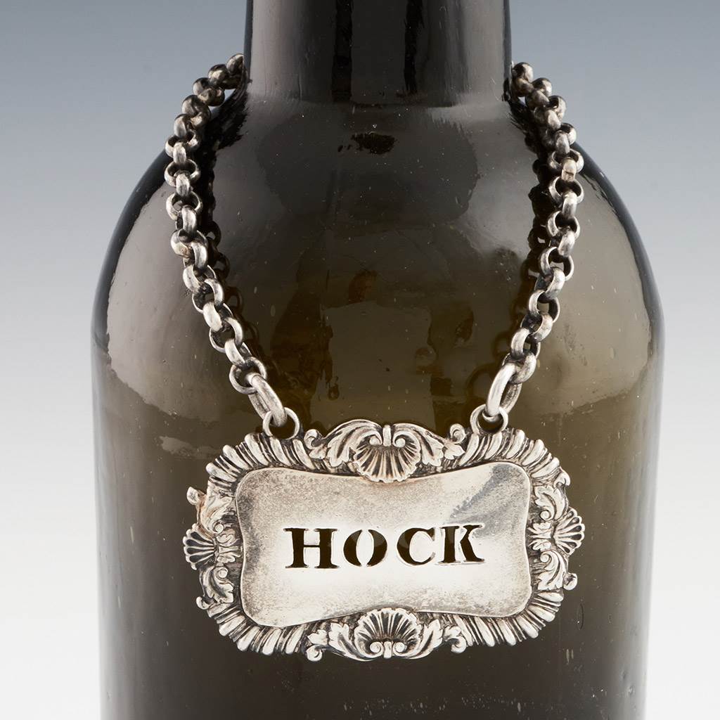 Sterling Silver Wine Label for Hock London 1820