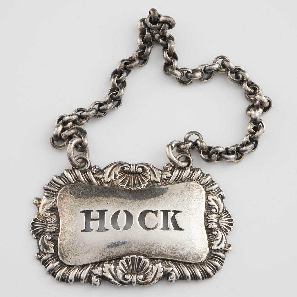 Sterling Silver Wine Label for Hock London 1820