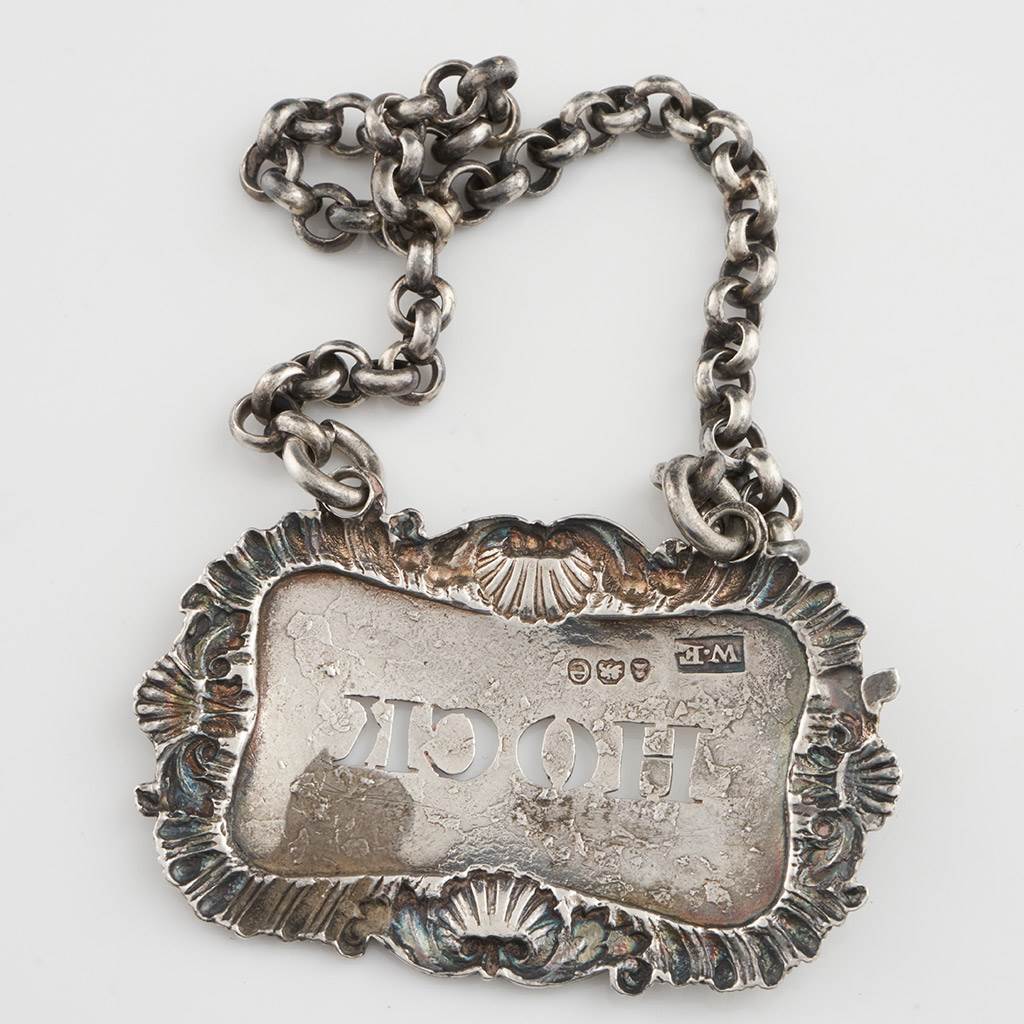 Sterling Silver Wine Label for Hock London 1820
