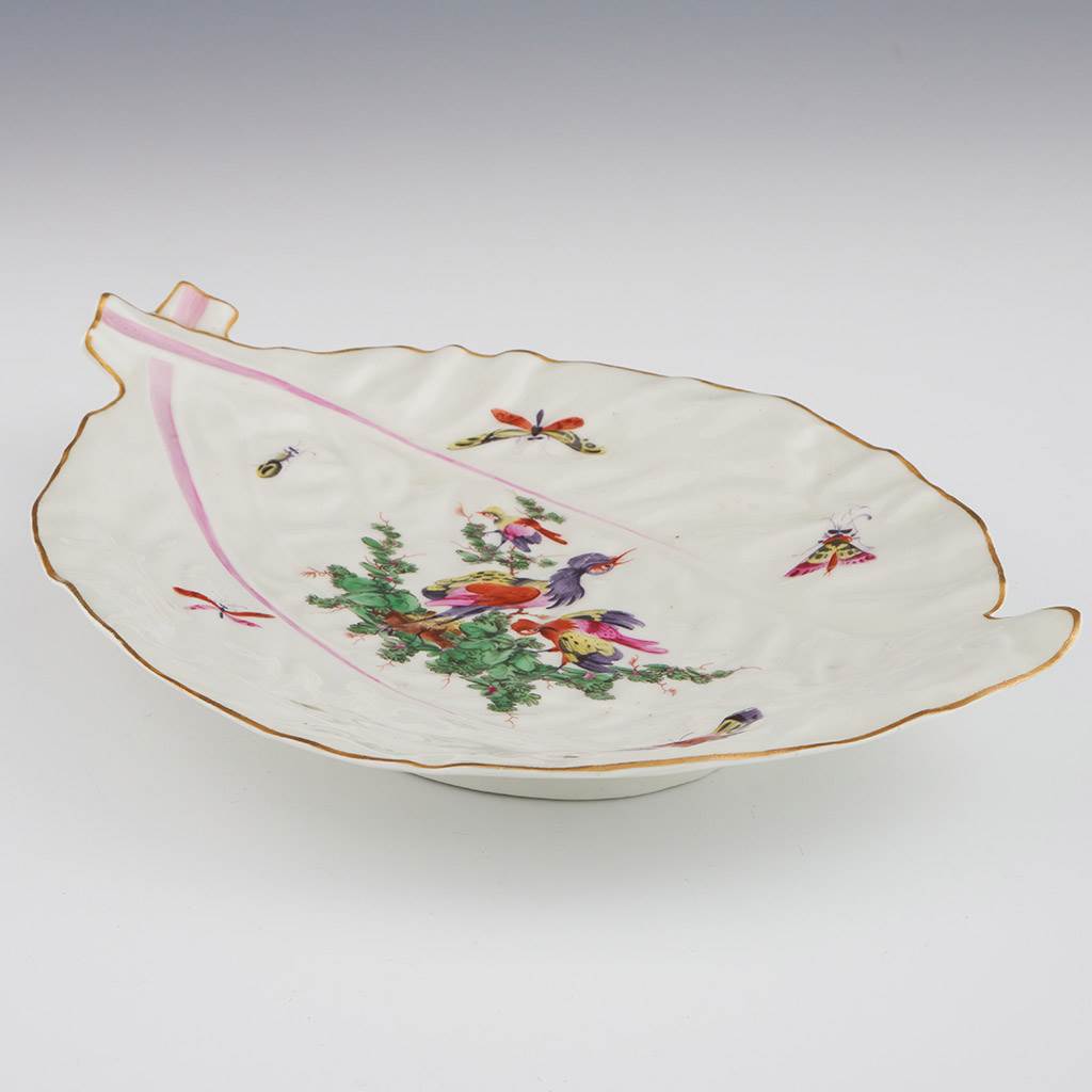 First Period Worcester Porcelain Leaf Dish c1768