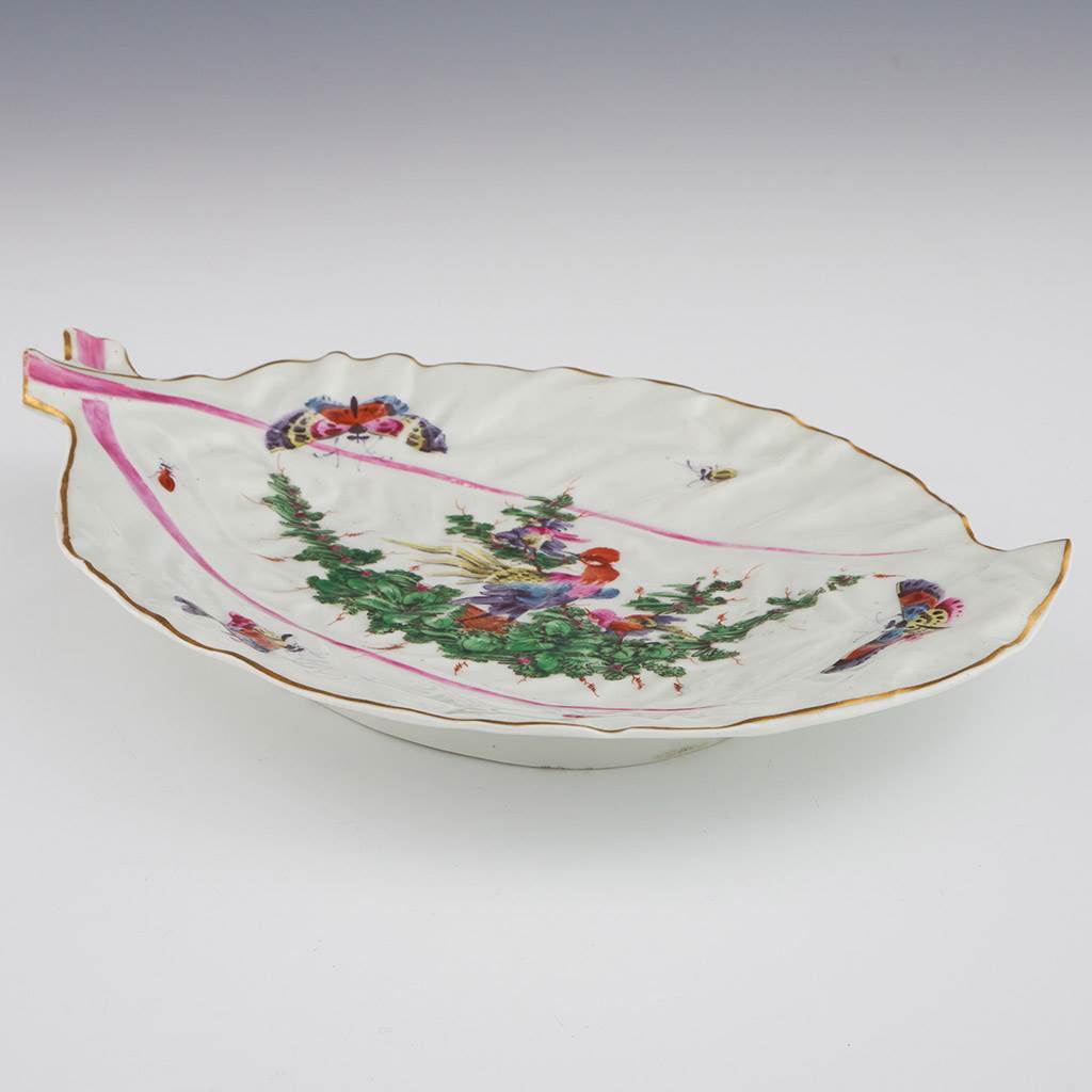 First Period Worcester Leaf Dish with Fancy Birds Decoration c1768 ...