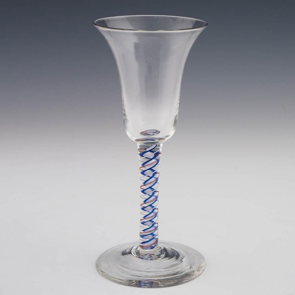 Rare Three Colour Twist Wine Glass c1765
