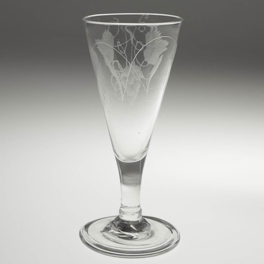 Engraved Georgian Ale Glass c1760