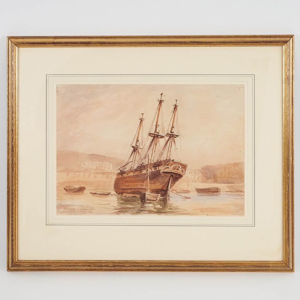 Rev John Louis Petit (1801-1868) Watercolour Timber Ship at Torquay