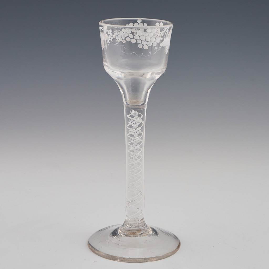 Beilby Enamelled Opaque Twist WIne Glass c1765