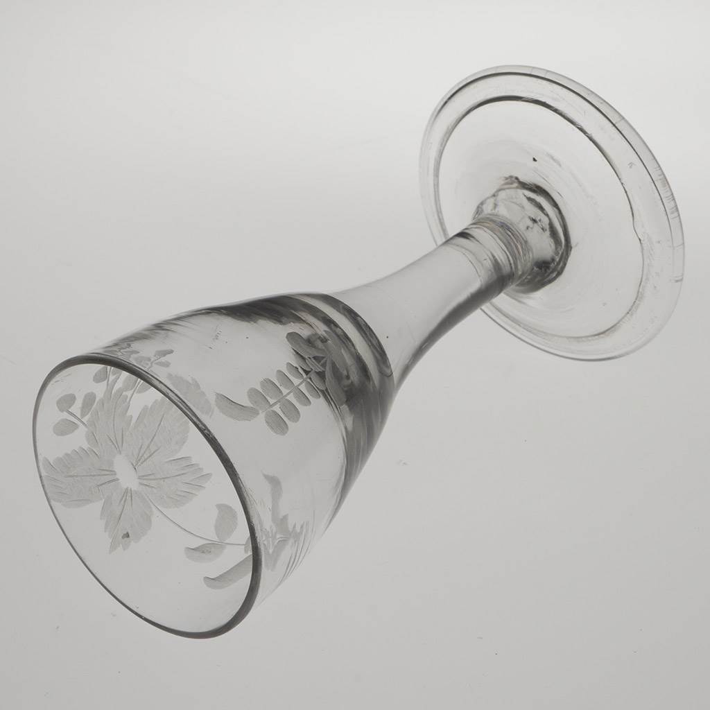 Engraved Georgian Short Wine Glass c1750