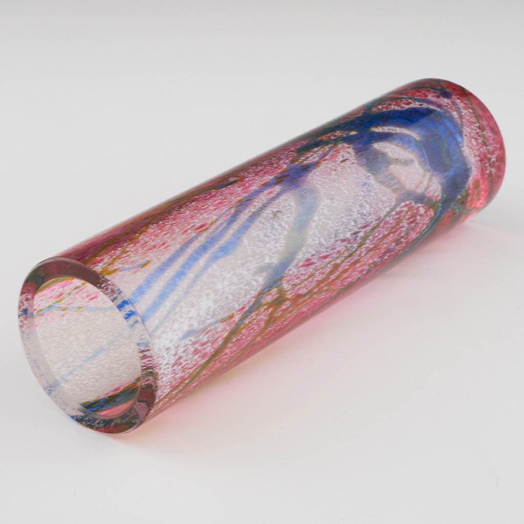 Okra Studio Glass Cylinder Vase British c1990