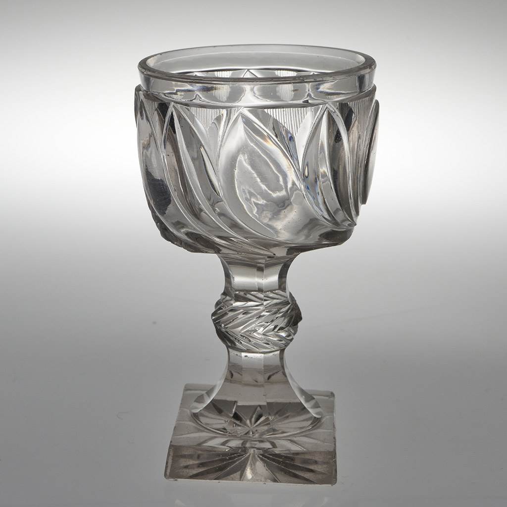 Square Foot Cut Victorian Dram Glass c1870