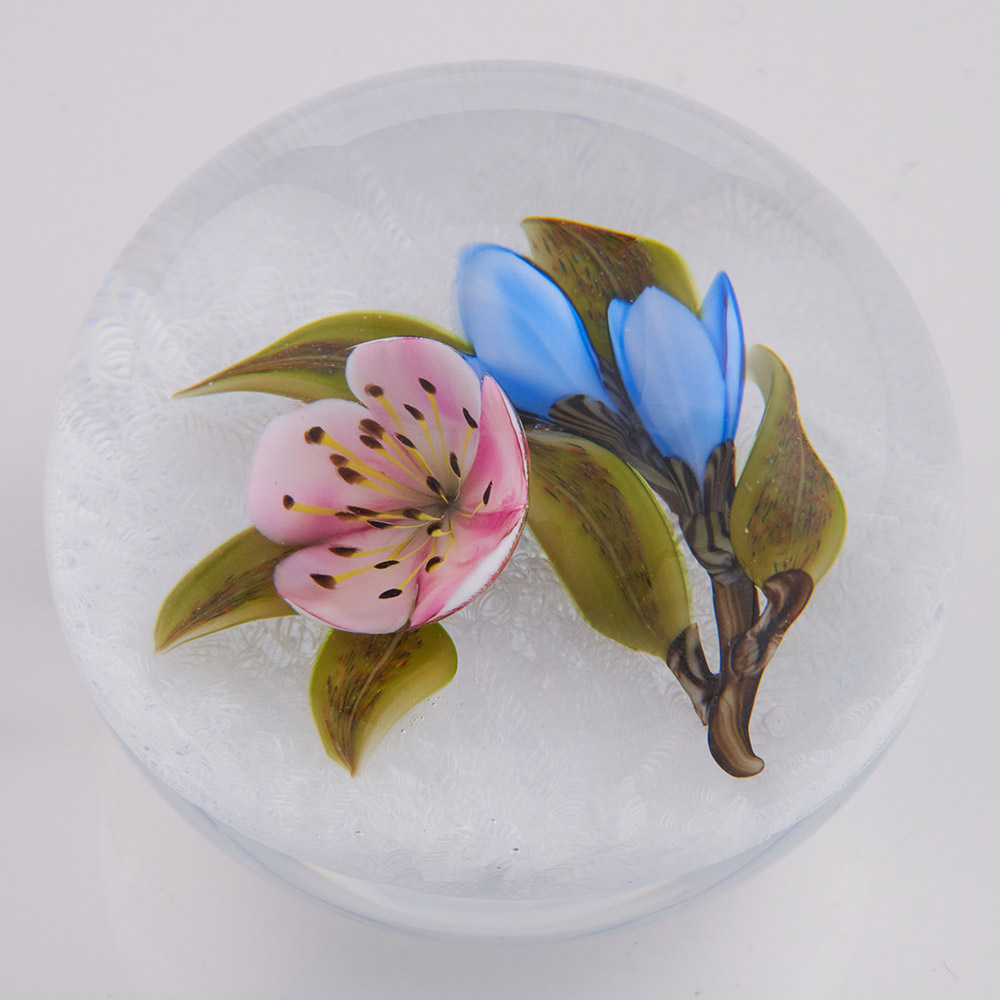 David and Jon Trabucco Paperweight with Wild Rose 2002