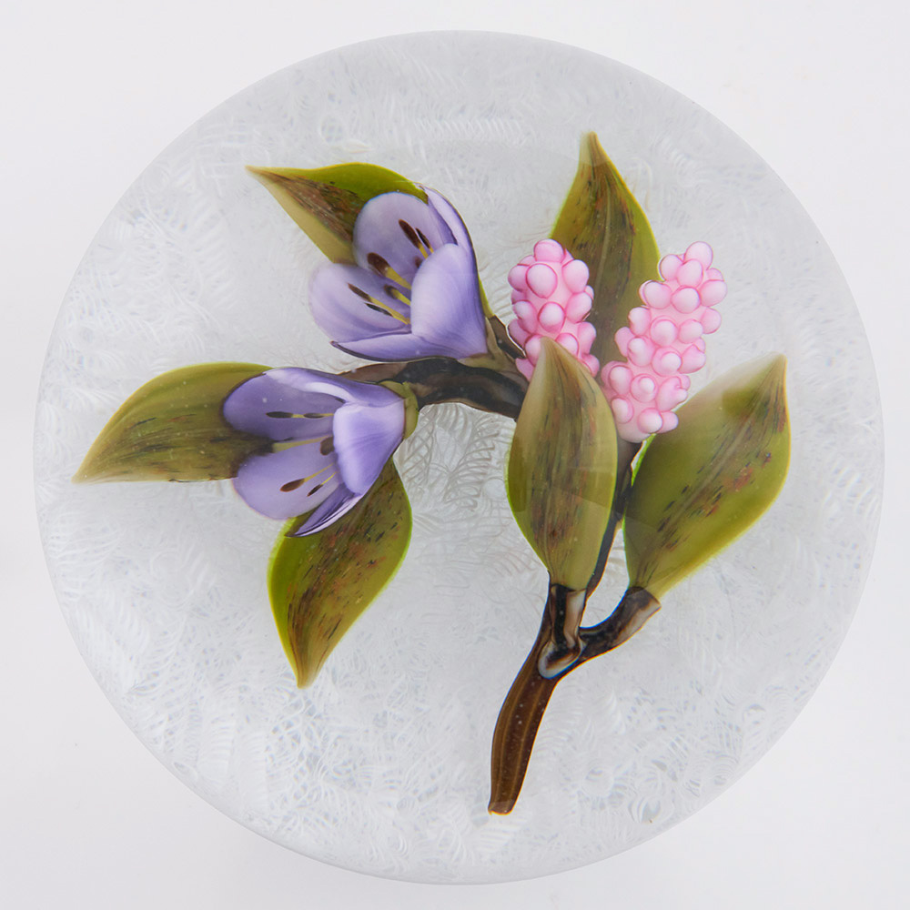 David and Jon Trabucco Paperweight with Flowers 2002