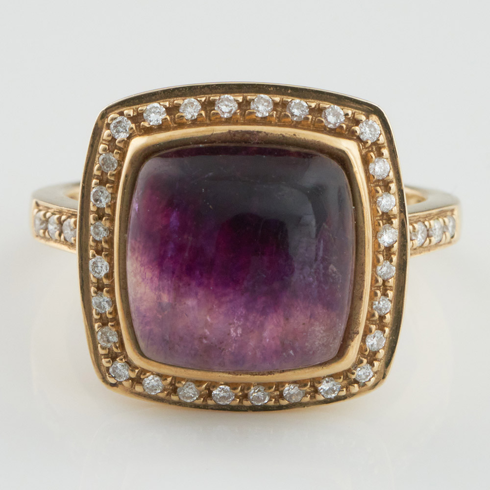 Blue John Ring Gold Mounted with Diamonds