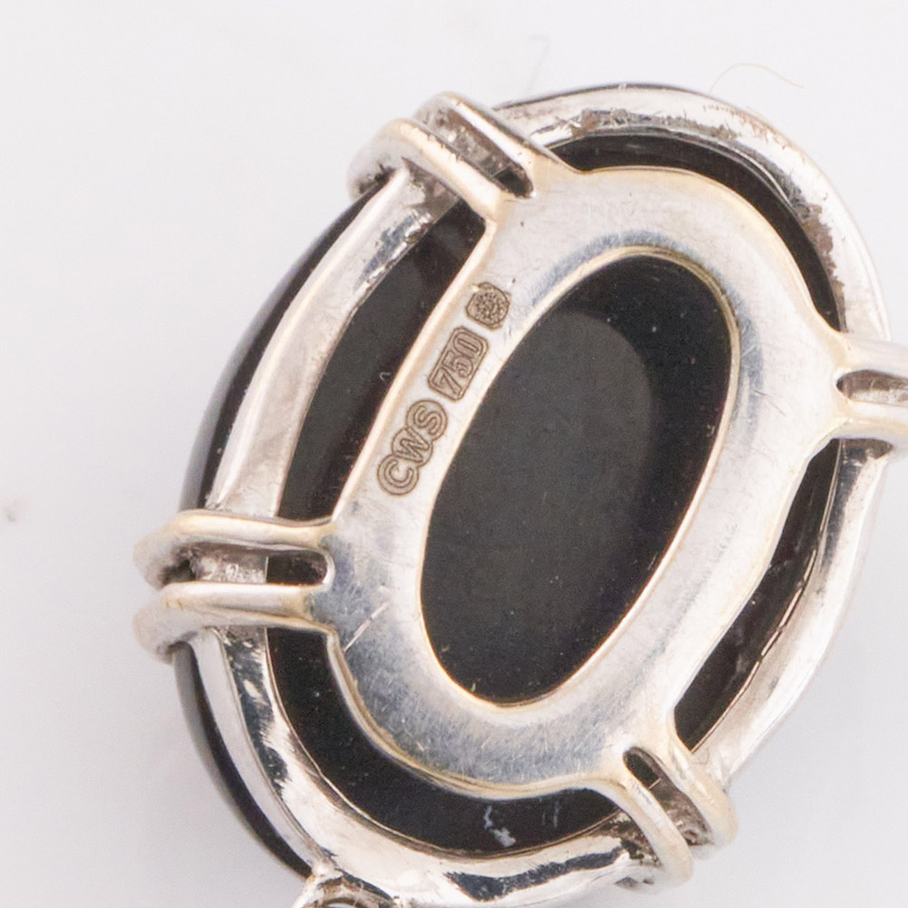 Whitby Jet Pendant with Diamond and White Gold Chain