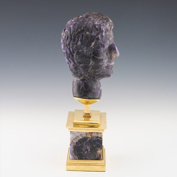 Blue John Bust of a Roman Emperor Gilt and Blue John Stand