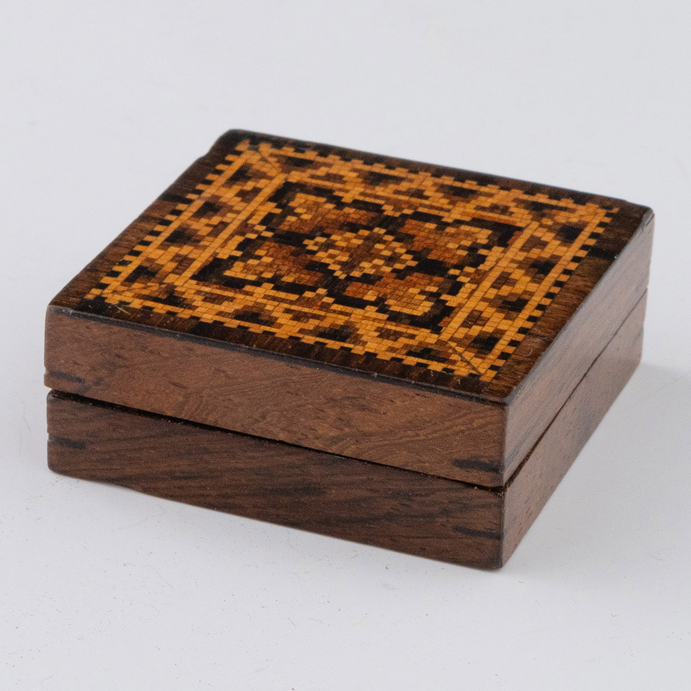 Tunbridge Ware Stamp Box with Geometric Mosaic c1860 (Copy)