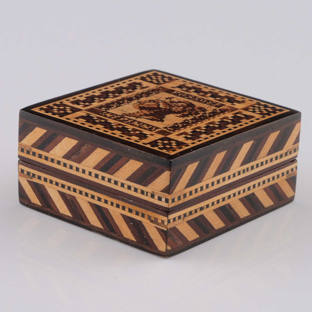 Tunbridge Ware Stamp Box with Young Head c1850