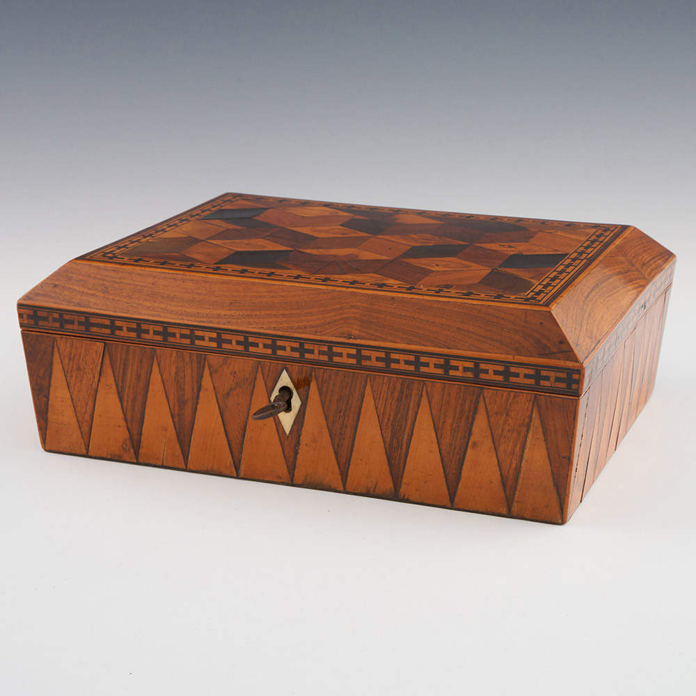 Tunbridge Ware Box with Perspective Cubes c1840