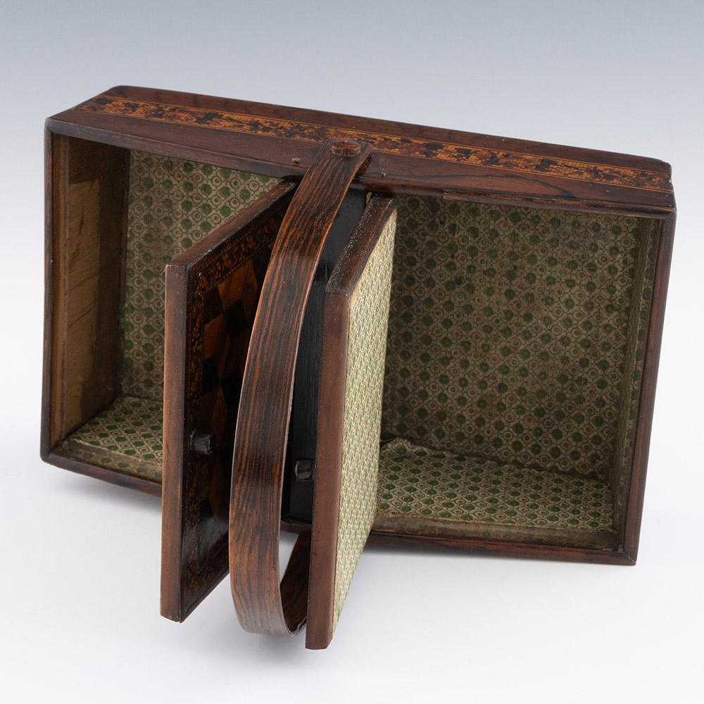 Tunbridge Ware Sewing Box with Swing Handle c1850
