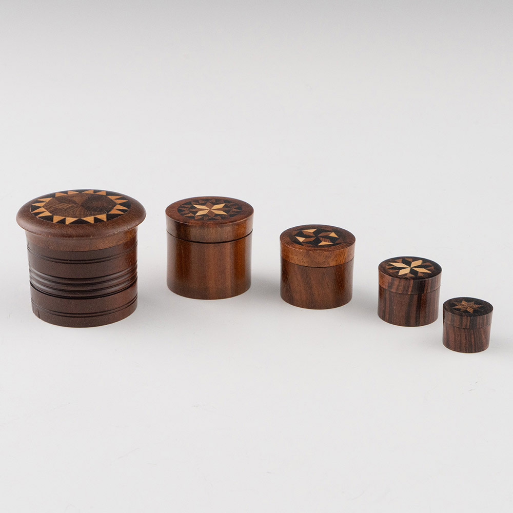 Tunbridge Ware Russian Doll Box with Geometric Design c1870