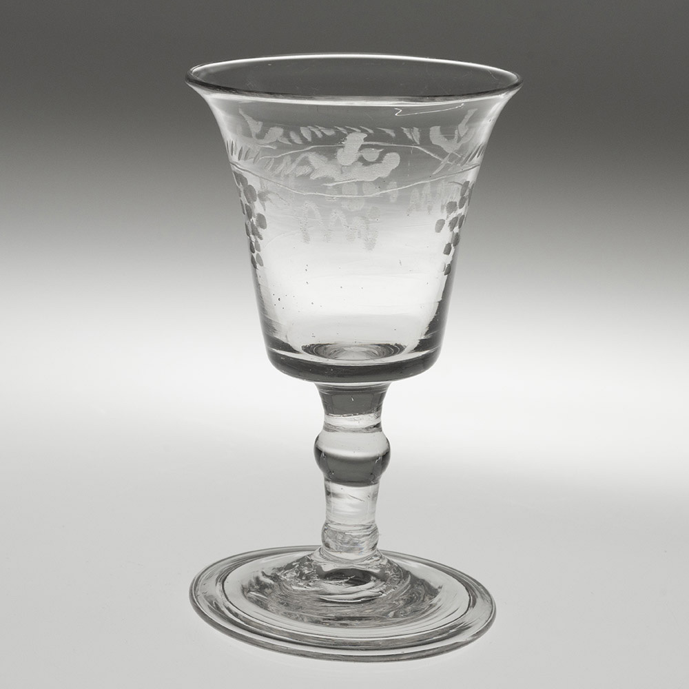Georgian Dram Glass with Vine Engraving c1810