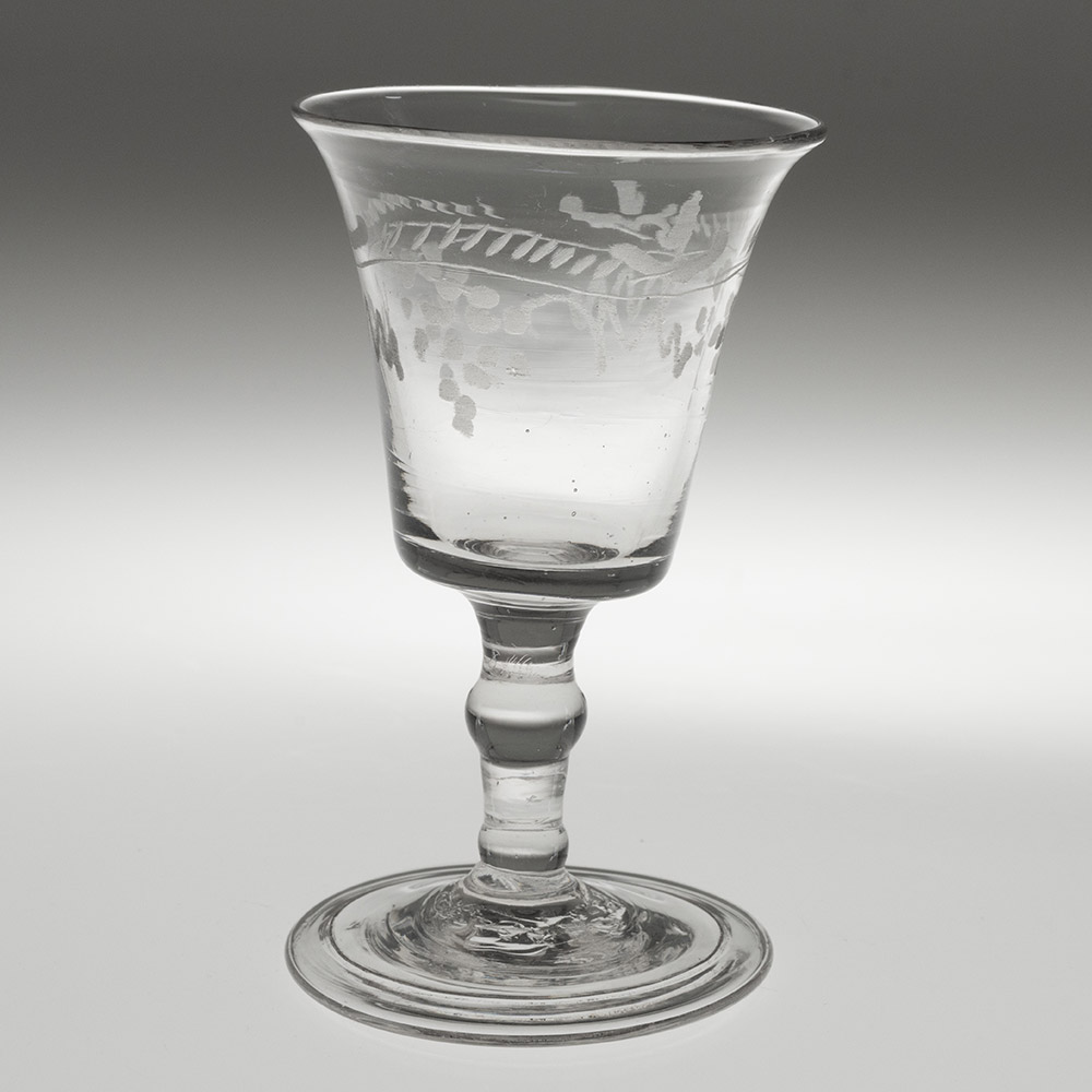 Georgian Dram Glass with Vine Engraving c1810