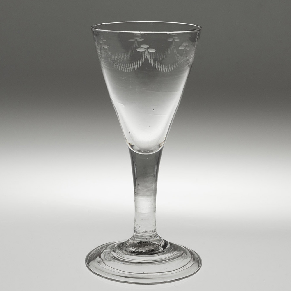 Engraved Georgian Gin Glass c1780
