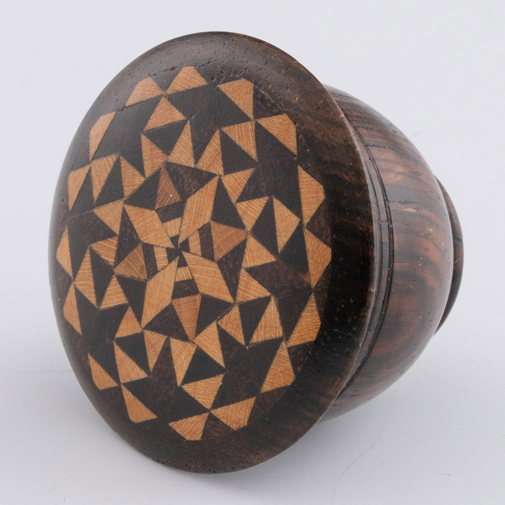 Tunbridge Ware Salve Pot with Geometric Cover c1860