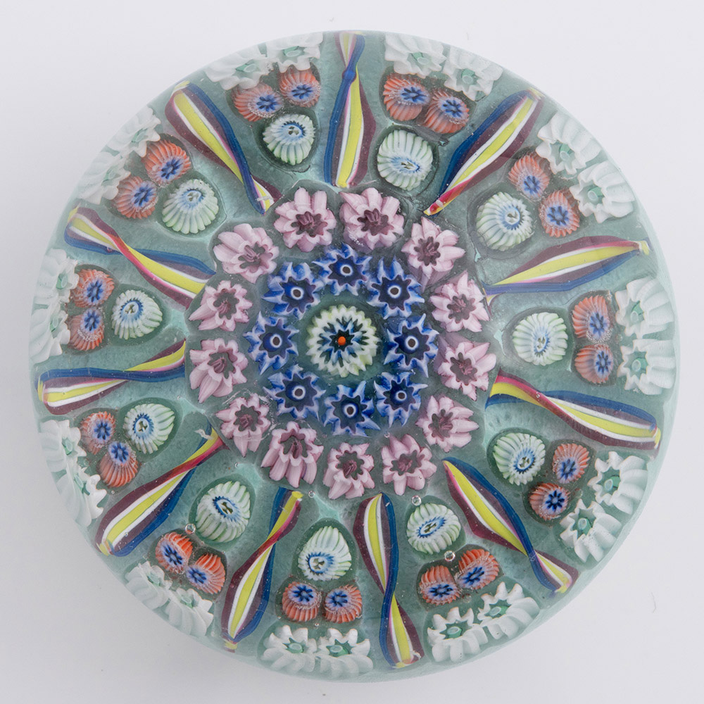 Vasart Paperweight Eleven Polychrome Radial Spoke Millefiori c1960