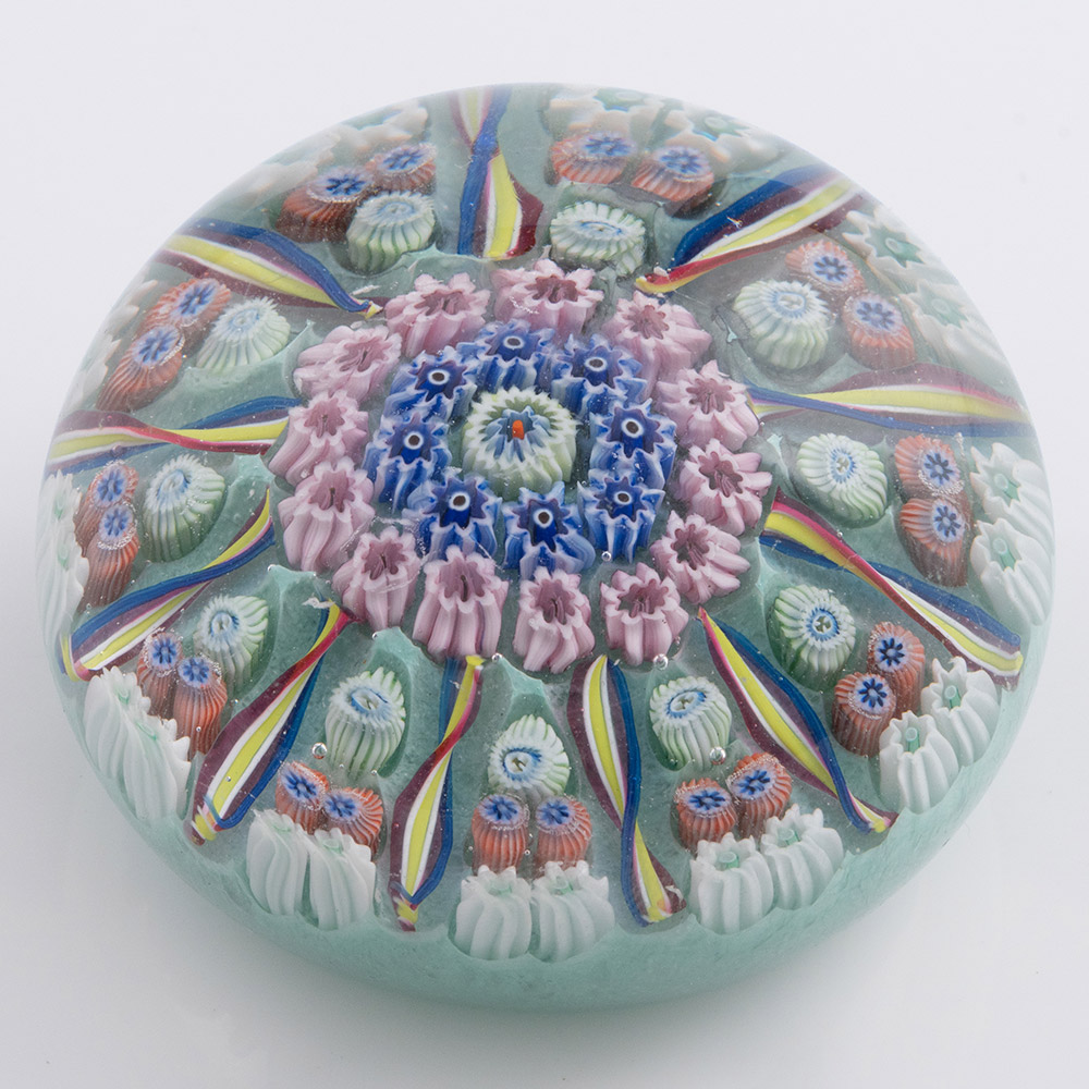 Vasart Paperweight Eleven Polychrome Radial Spoke Millefiori c1960