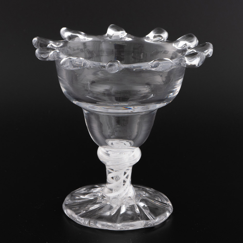 Dog Tooth Georgian Sweetmeat with Opaque Twist Stem c1760