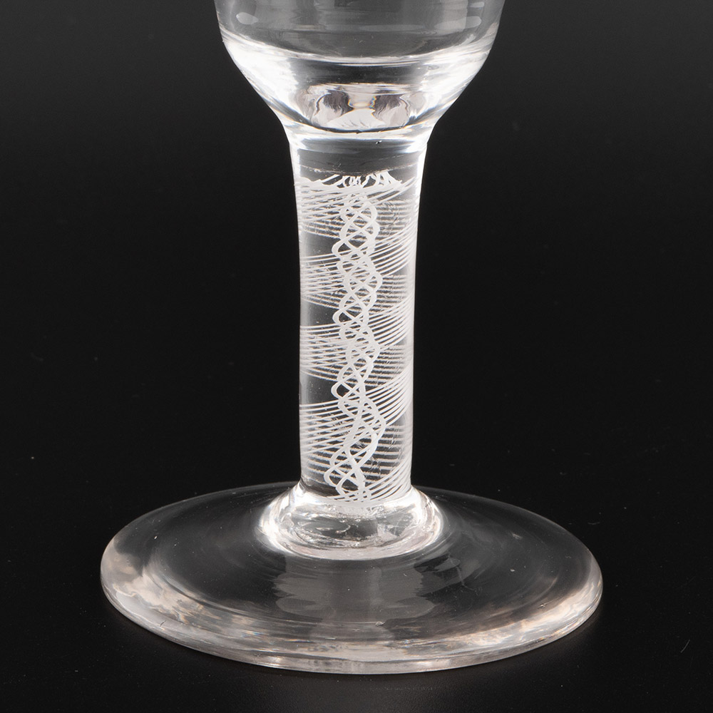 Georgian Dram Glass with Lynn Rings and Opaque Twist Stem