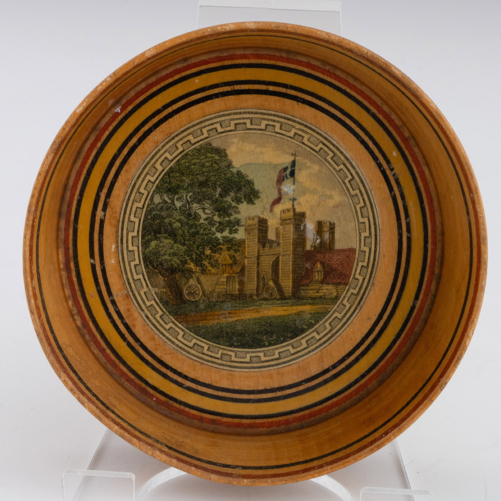Tunbridge Ware Gaming Tray Depicting Dandelion Tower c1820