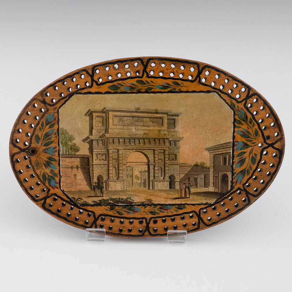 Early Tunbridge Ware Cribbage Board – Image of Arch c1810