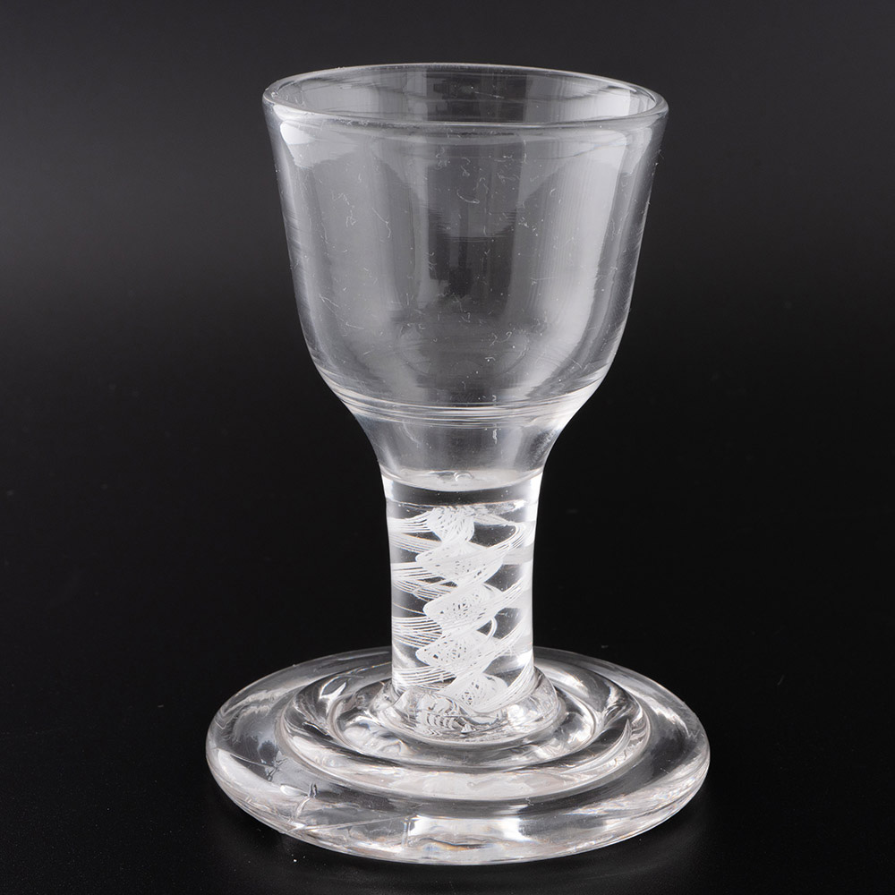 Georgian Firing Glass Terraced Foot Opaque Twist Stem c1765