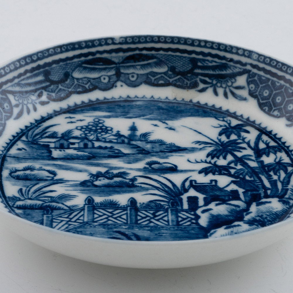 Caughley Porcelain Fence and House Pattern Trio c1785
