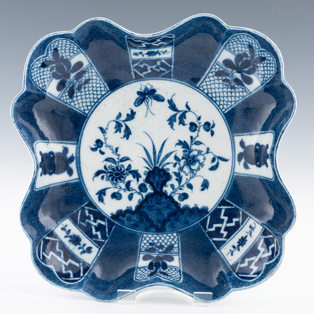 Caughley Porcelain Scalloped Scholars Rock Dish c1780