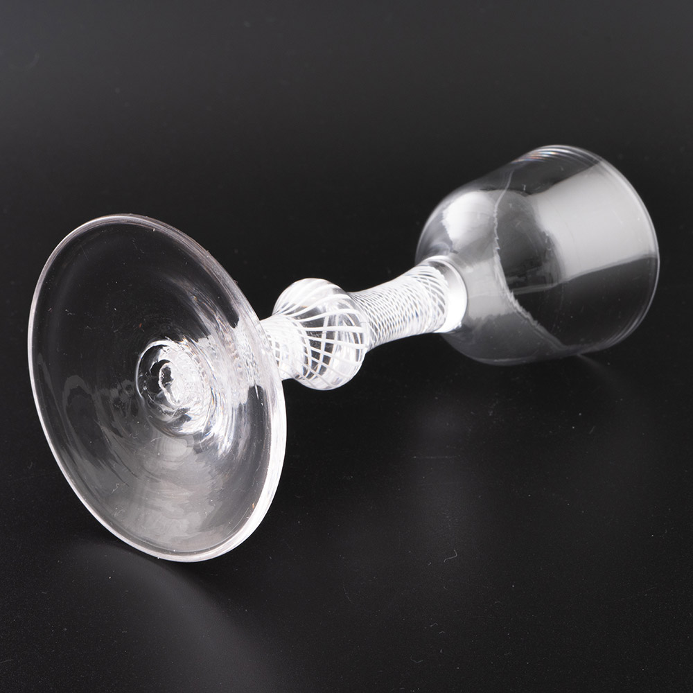 Knopped Multi Spiral Opaque Twist Stem Georgian Wine Glass c1760