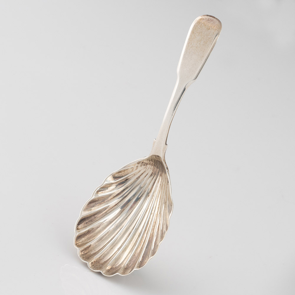 Sterling Silver Caddy Spoon with Scalloped Bowl London 1815