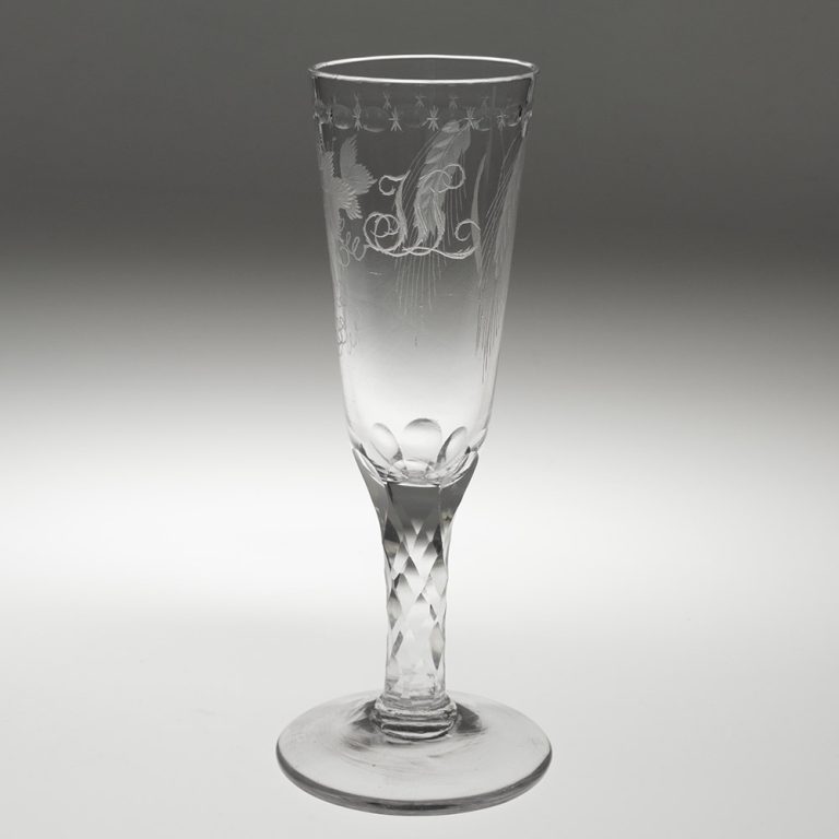 Pair of Georgian Ale Glasses with Facet Cut Stems c1780