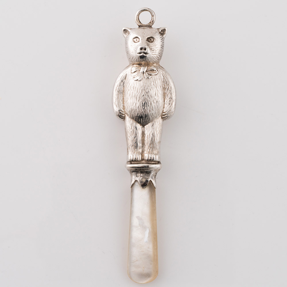 Sterling Silver Antique Pacifier in the Form of a Bear 1913