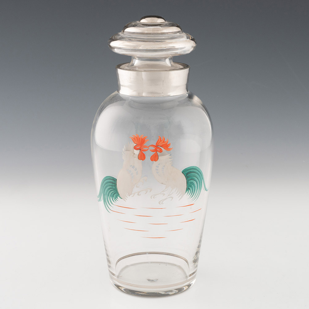 Cocktail Shaker with Cock Fighting c1950