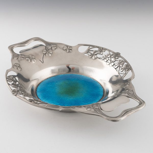 Liberty & Co Pewter Dish with Enamel by Rex Silver c1904