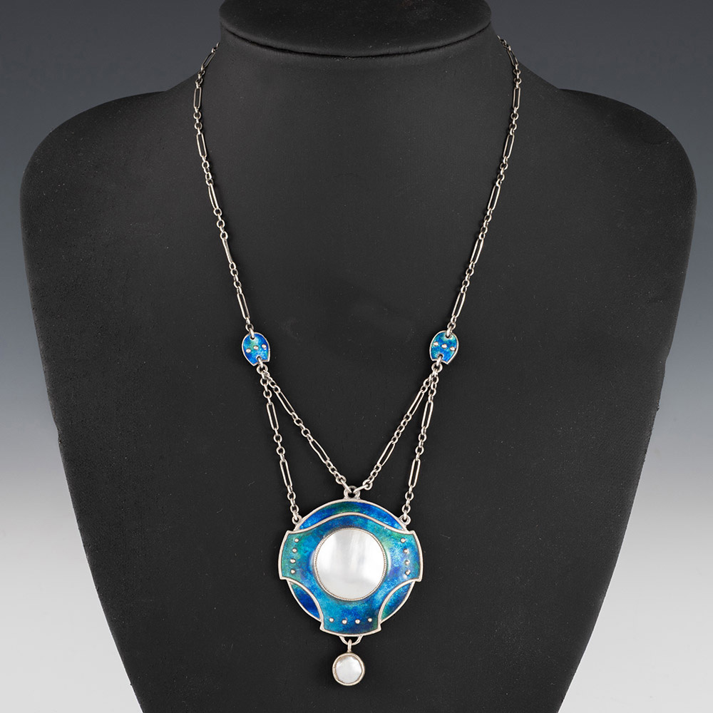 Silver and Enamel Pendant Necklace By Murrle Bennett c1900